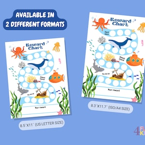Ocean Adventure Reward Chart for Kids - Underwater Sea Life Behavior ...