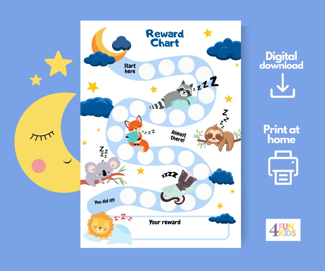 Good Night Sleep Reward Chart for Kids, Printable Nighttime Stars ...