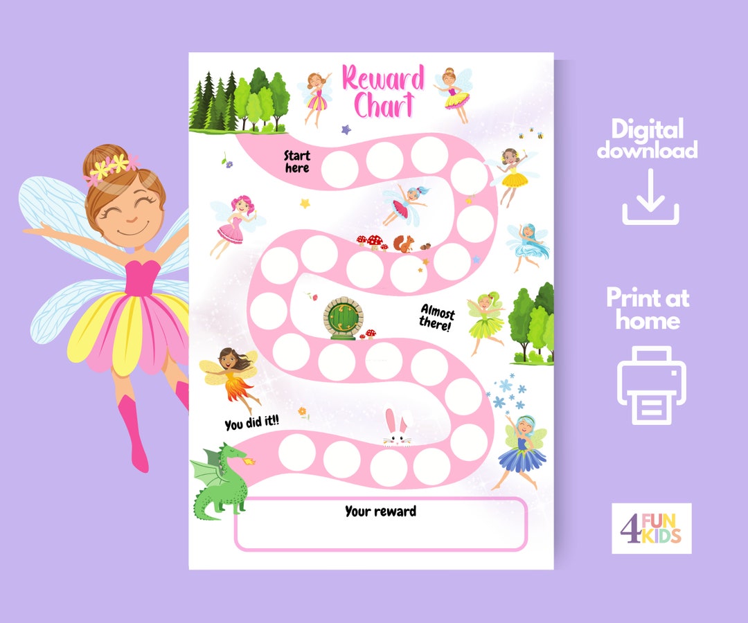 Printable Fairy Reward Chart for Kids, Magical Behavior Tracker With ...