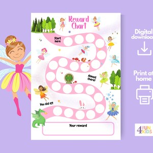 Printable Fairy Reward Chart for Kids, Magical Behavior Tracker With ...