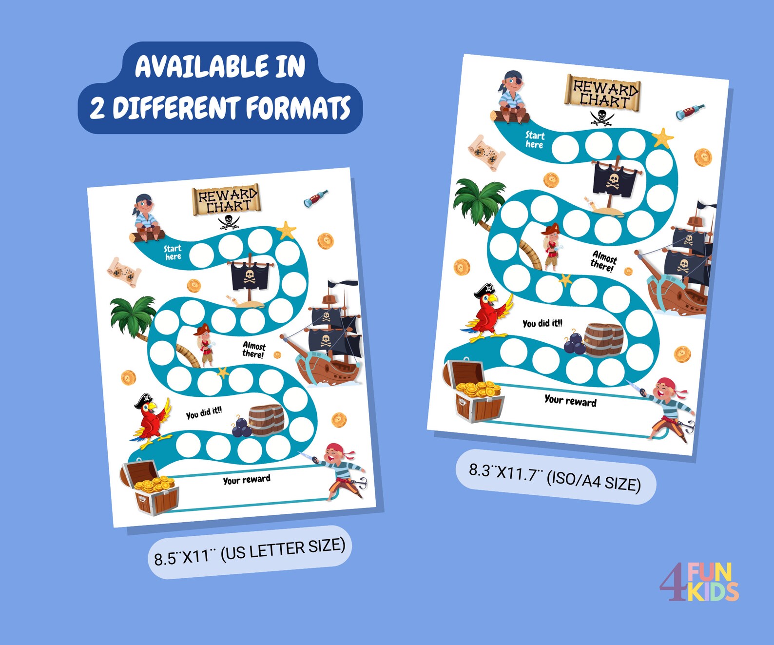 Pirate Adventure Reward Chart for Kids - Printable Treasure Map ...