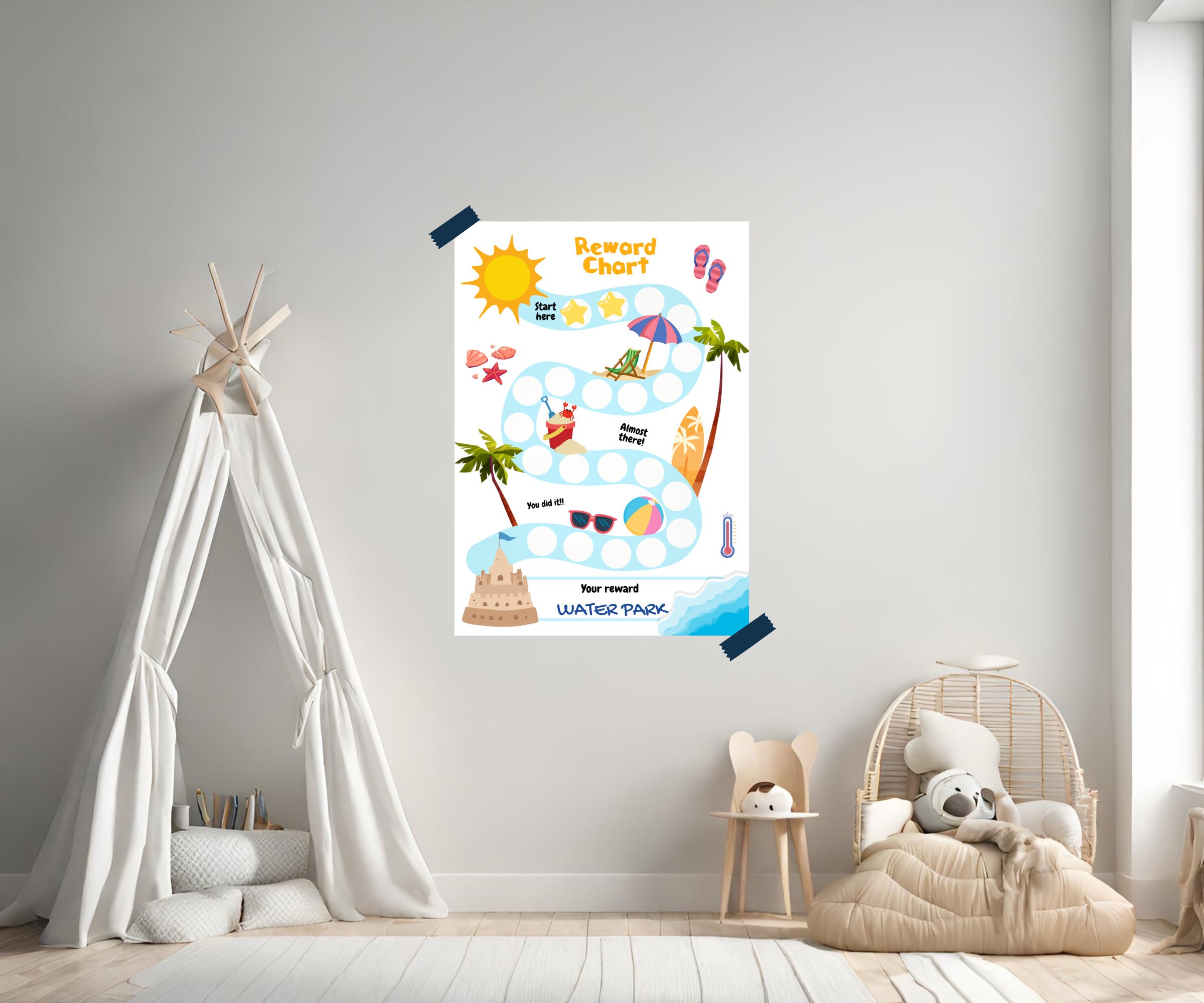 Summer Fun Reward Chart for Kids - Printable Beach Day Behavior Tracker ...