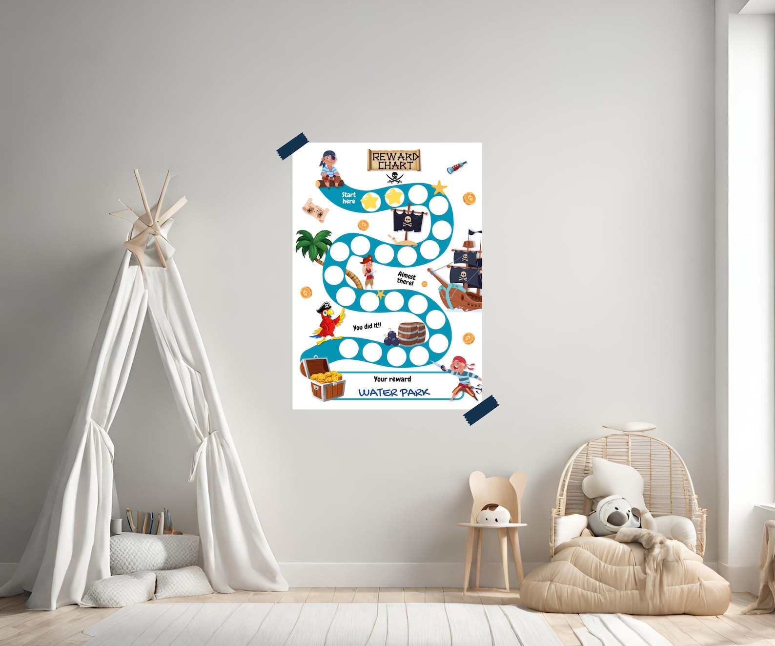 Pirate Adventure Reward Chart for Kids - Printable Treasure Map ...