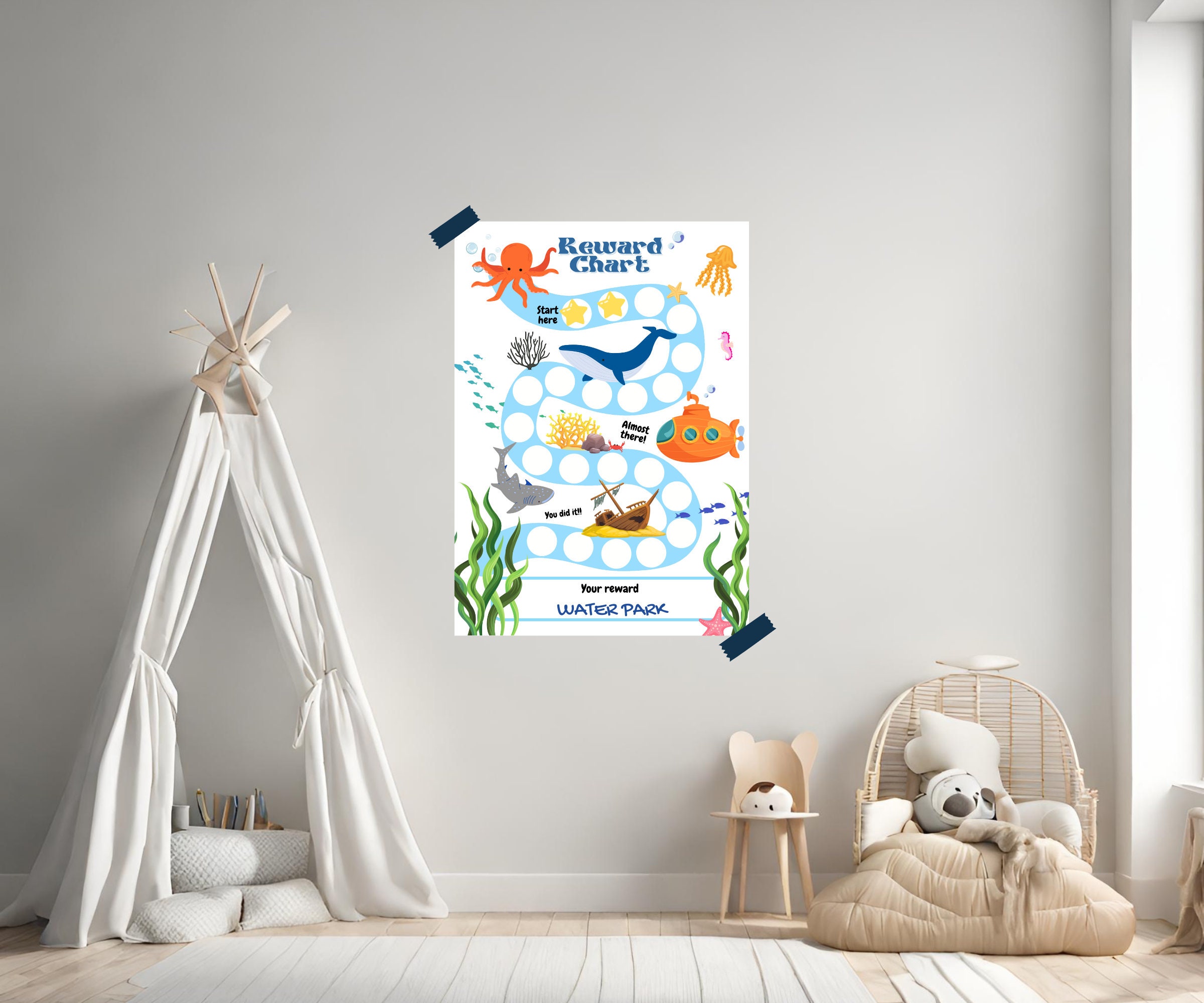 Ocean Adventure Reward Chart for Kids - Underwater Sea Life Behavior ...