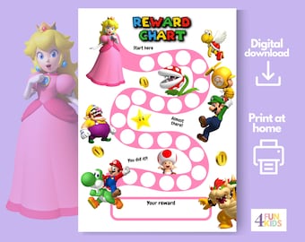 SUPER MARIO Reward Chart Printable Mario Behavior Chart Daily Chore ...