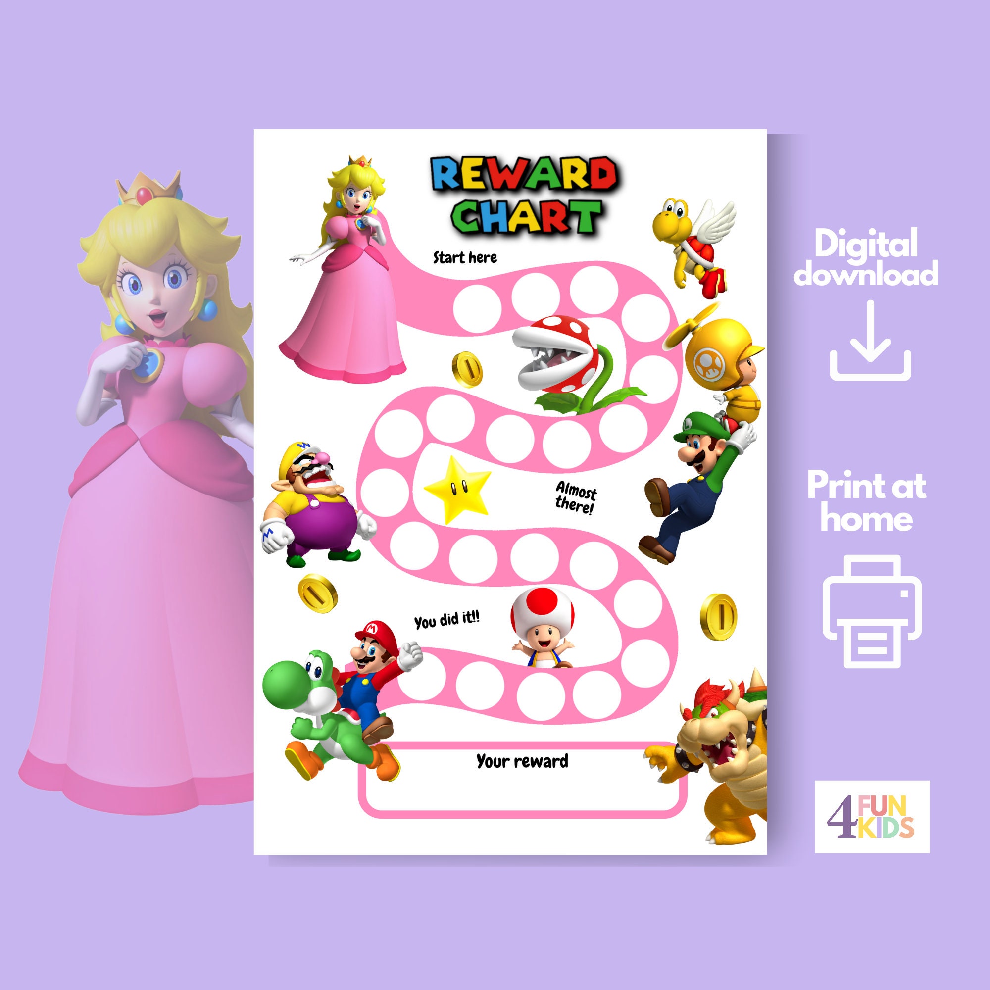 SUPER MARIO Reward Chart Printable Mario Behavior Chart Daily Chore ...