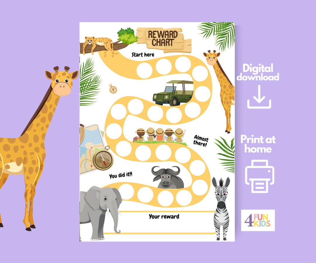 SAFARI Reward Chart | Toddler Reward | Chore Chart Printable ANIMALS ...
