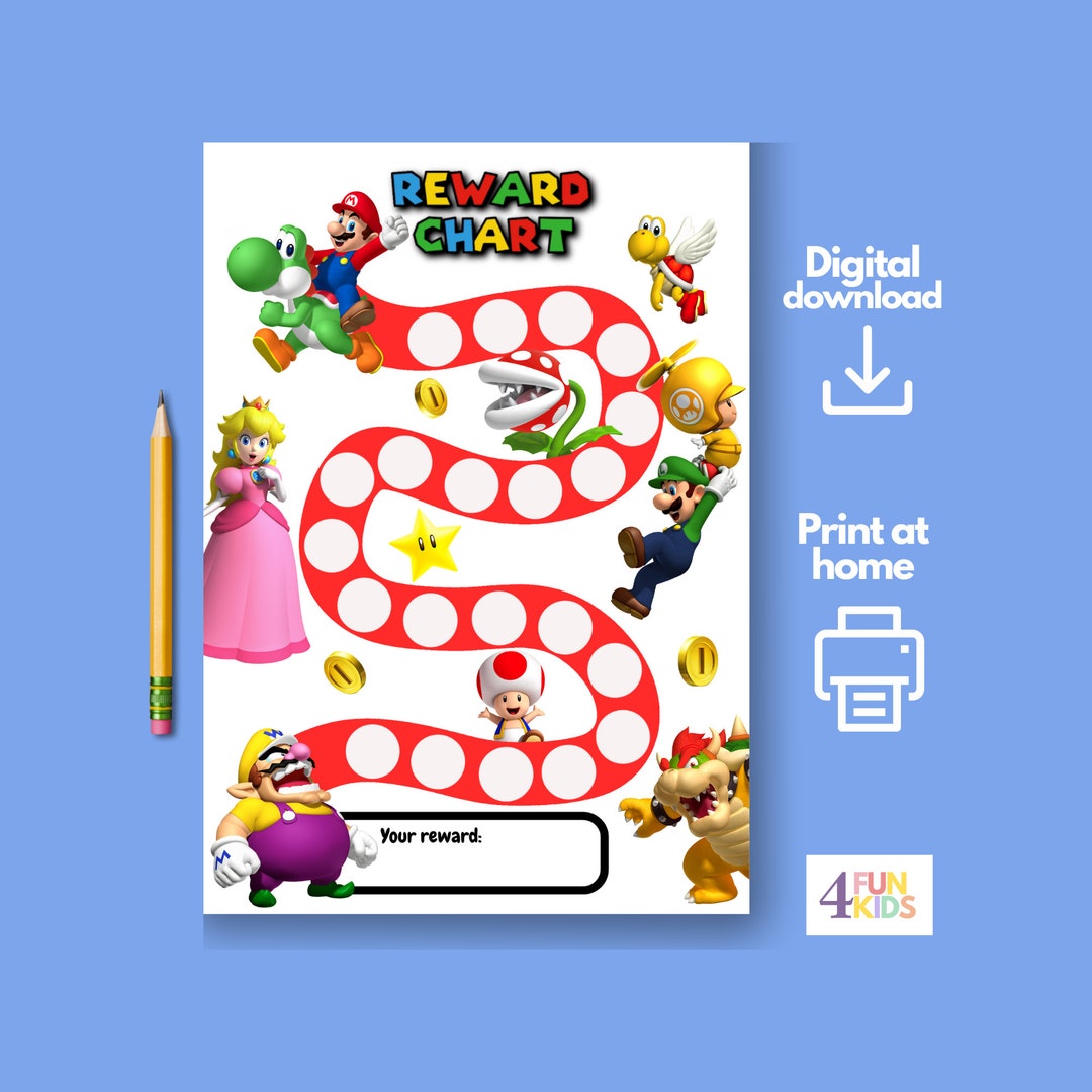 Buy SUPER MARIO Reward Chart Printable Mario Behavior Chart Online in ...