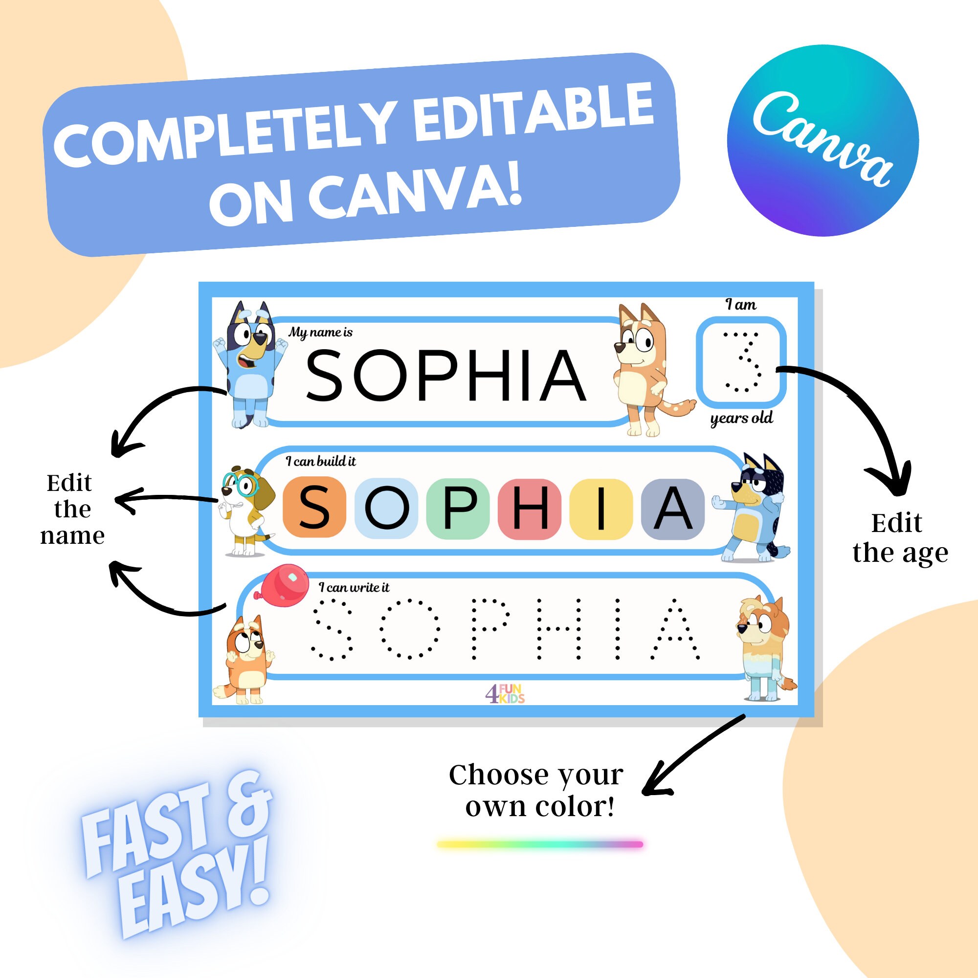 BLUEY Name Tracing Mat Printable Bluey Worksheet Daily - Etsy Ireland