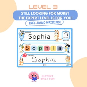 BLUEY Name Tracing Mat | Printable Bluey Worksheet | Daily Chore Chart ...