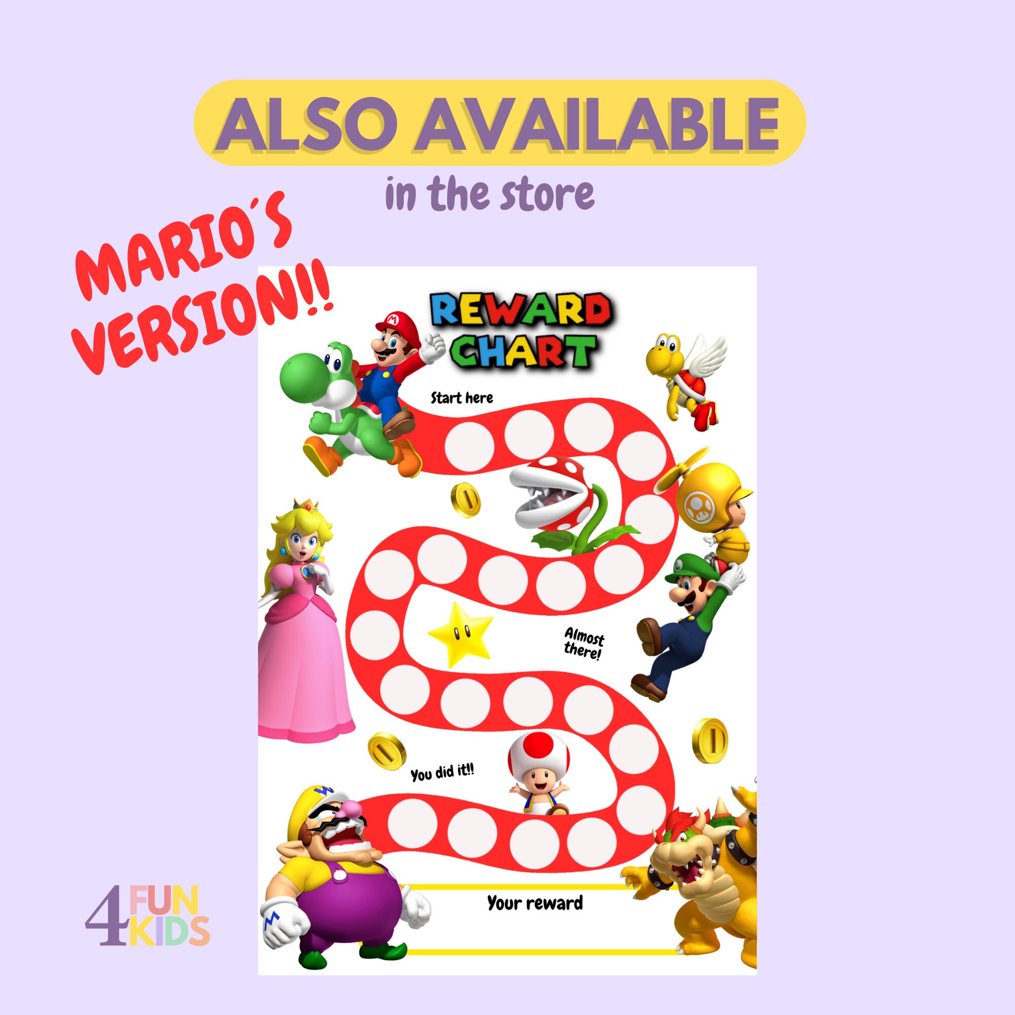 SUPER MARIO Reward Chart | Printable Mario Behavior Chart | Daily Chore ...