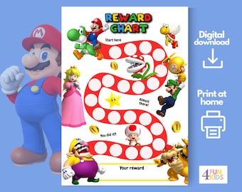 SUPER MARIO Reward Chart Printable Mario Behavior Chart Daily Chore ...