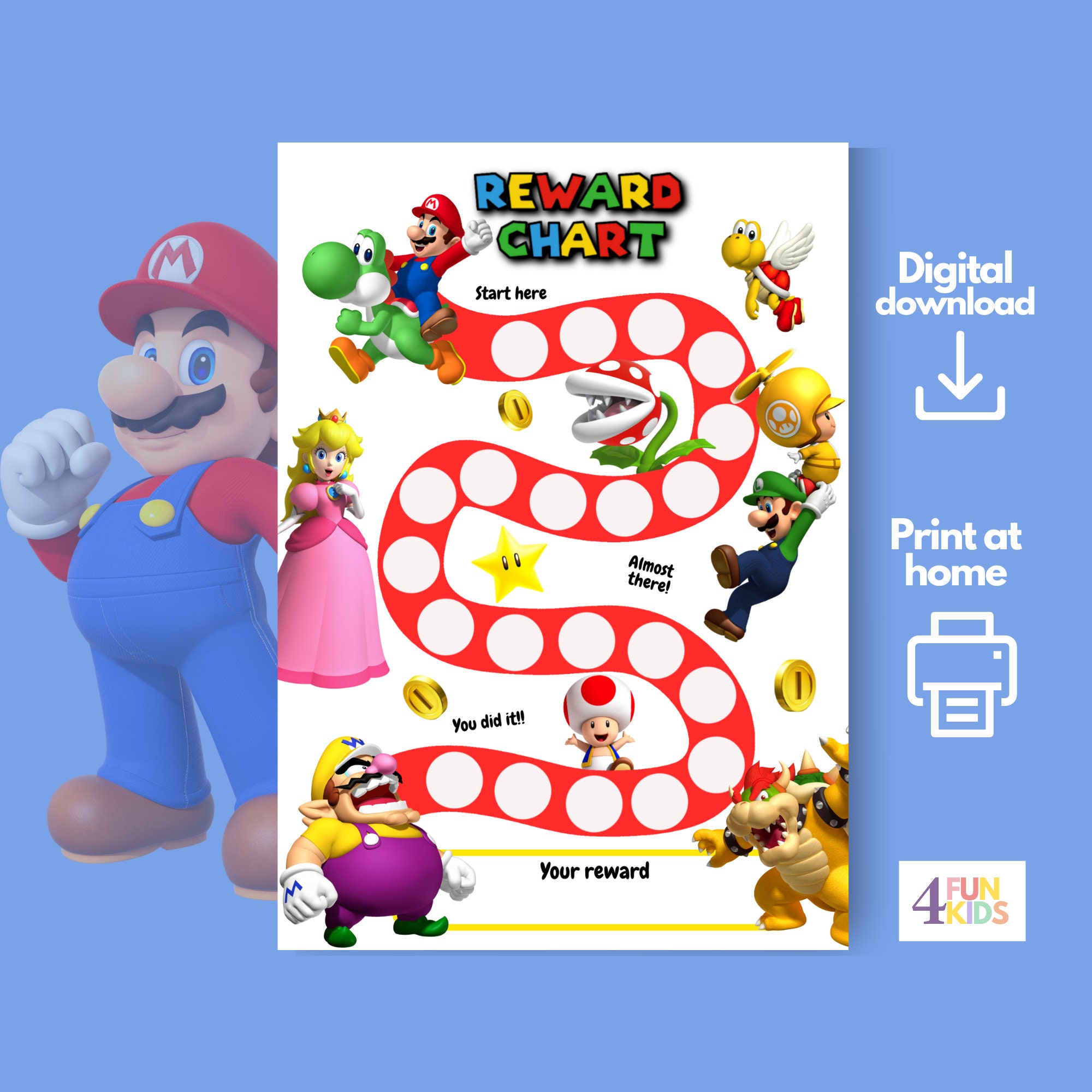 SUPER MARIO Reward Chart Printable Mario Behavior Chart - Etsy Portugal