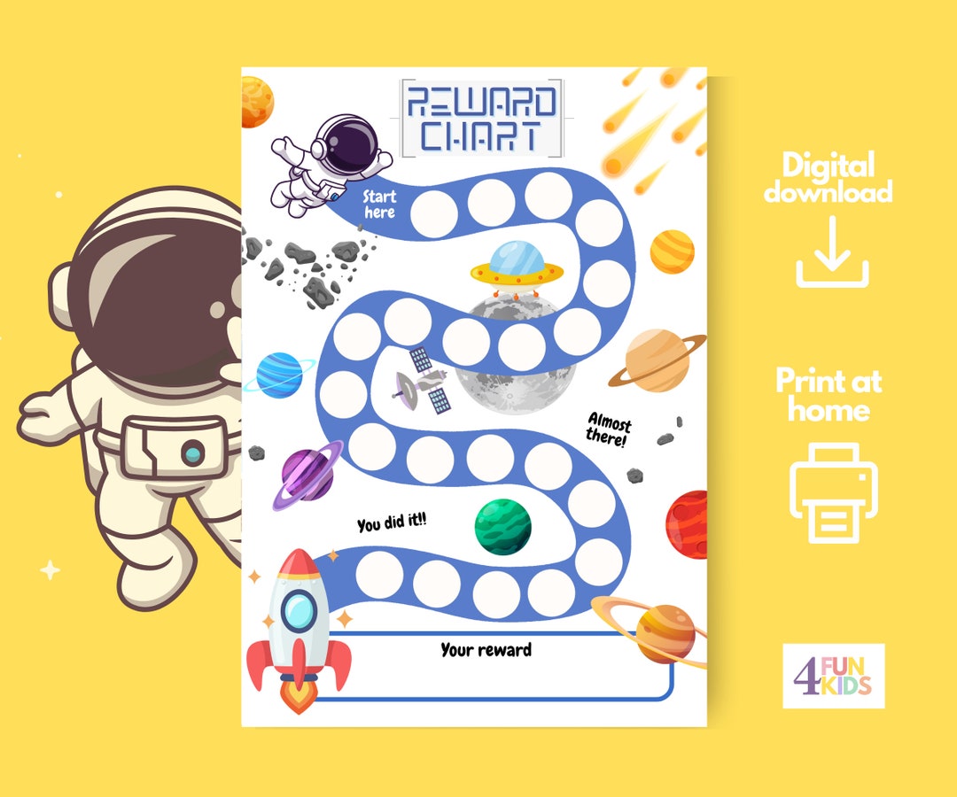 Space Reward Chart for Kids, Printable Galaxy Behavior Tracker ...