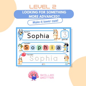 BLUEY Name Tracing Mat | Printable Bluey Worksheet | Daily Chore Chart ...