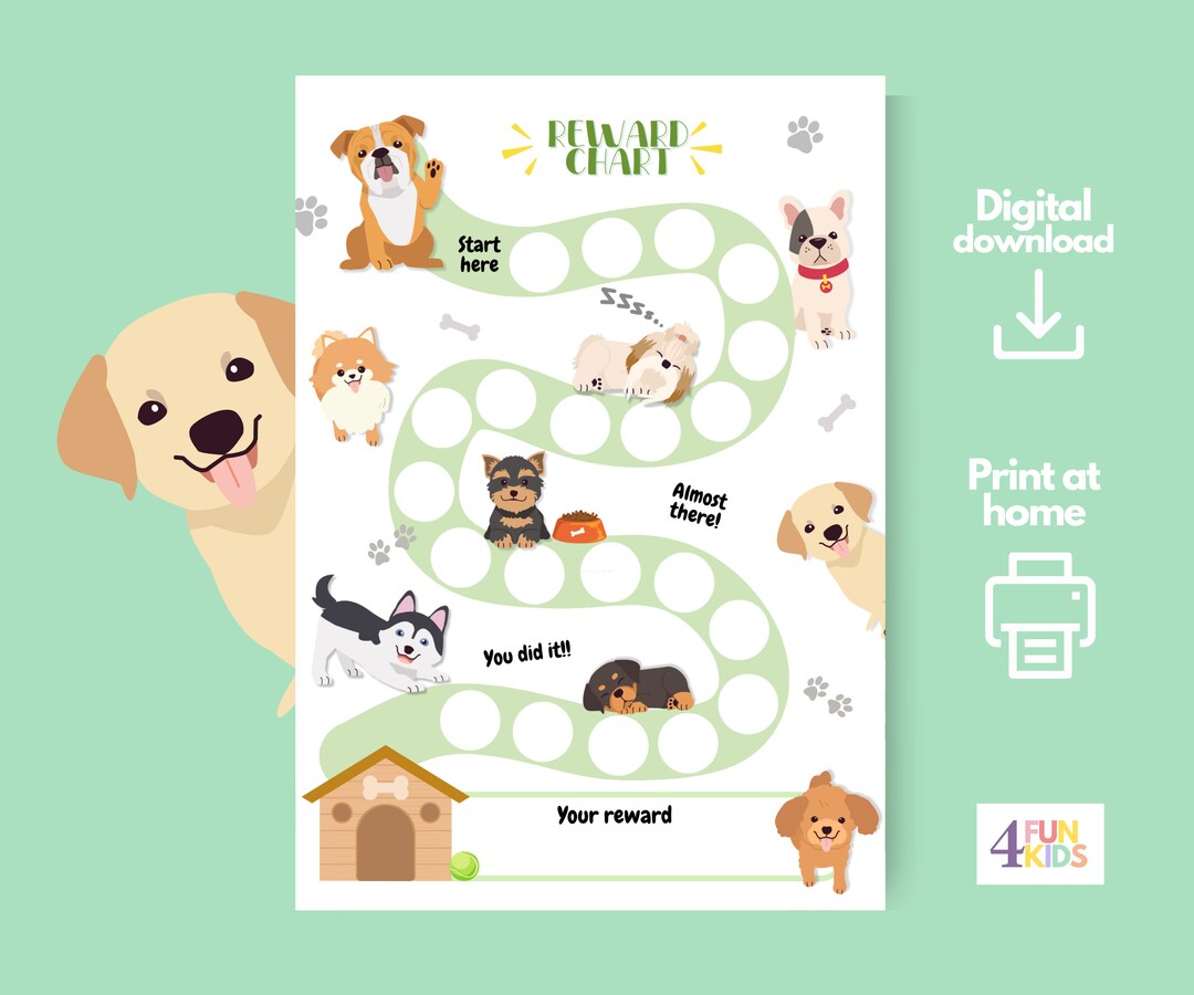 Puppy-themed Reward Chart for Kids - Fun Dog Behavior Tracker ...