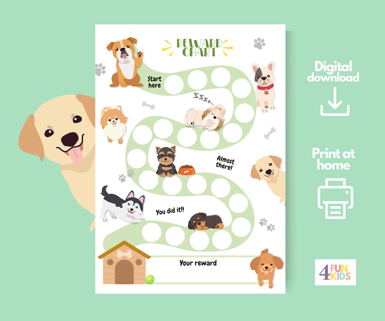 Puppy Reward Chart for Kids – Dog Behavior Tracker (digital Download ...