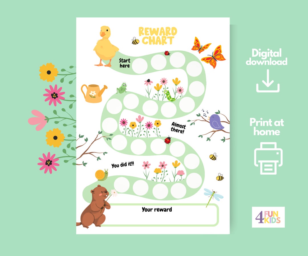 Spring Garden Reward Chart for Kids - Printable Flower and Insect ...