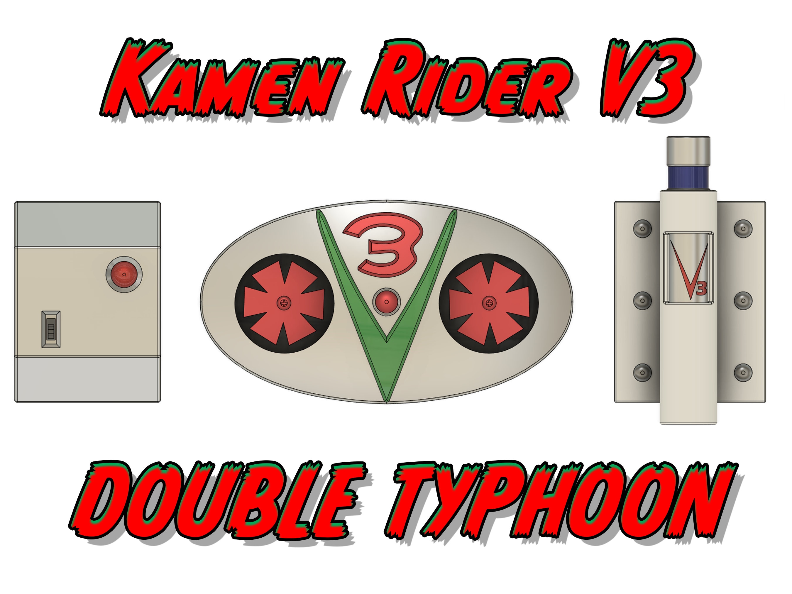 Kamen Rider V3 Double Typhoon Henshin Belt STL - Etsy Finland