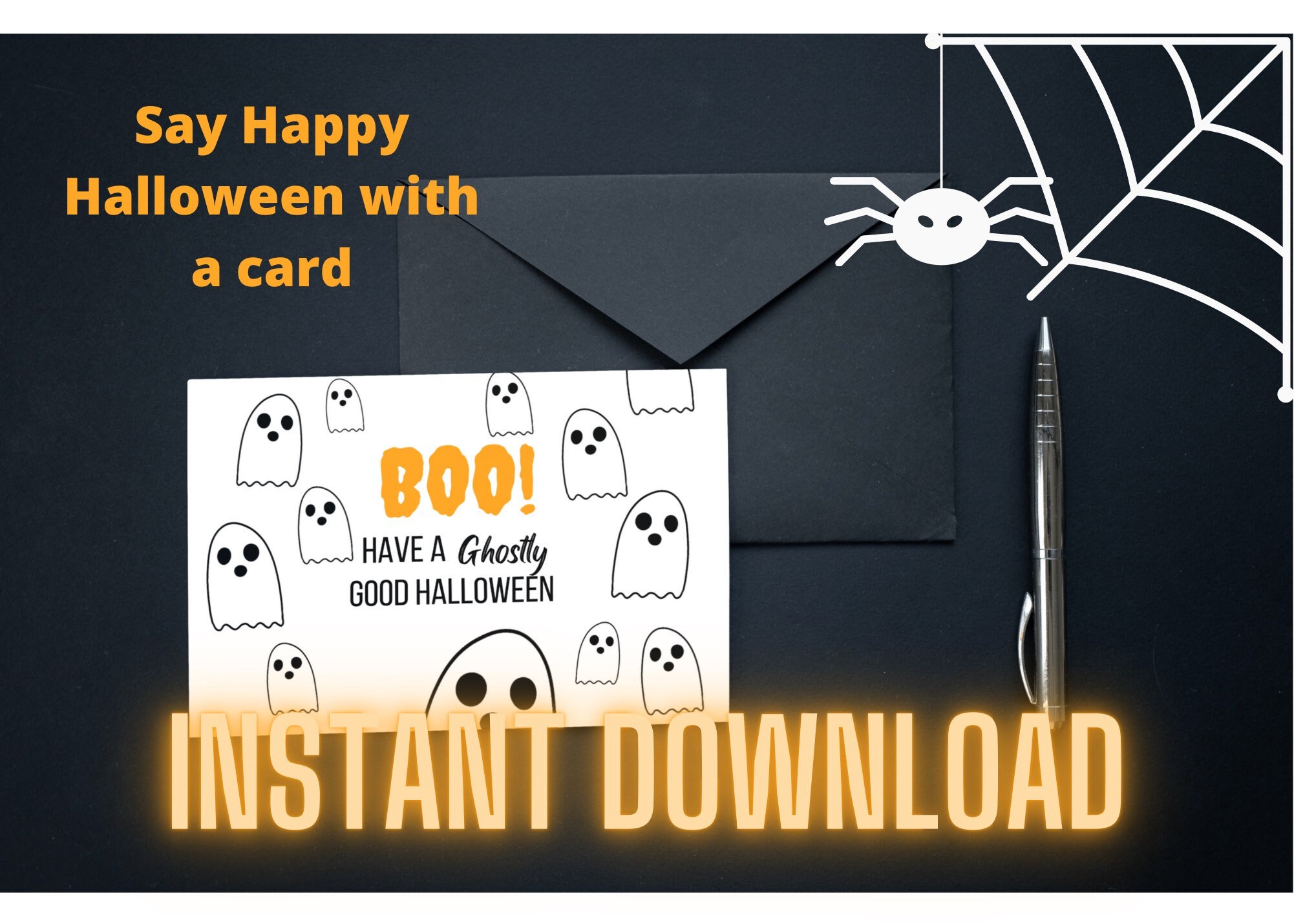 Printable Halloween Ghost Card - Etsy