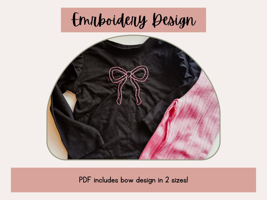 Hand Embroidery Bow Design PDF - Etsy