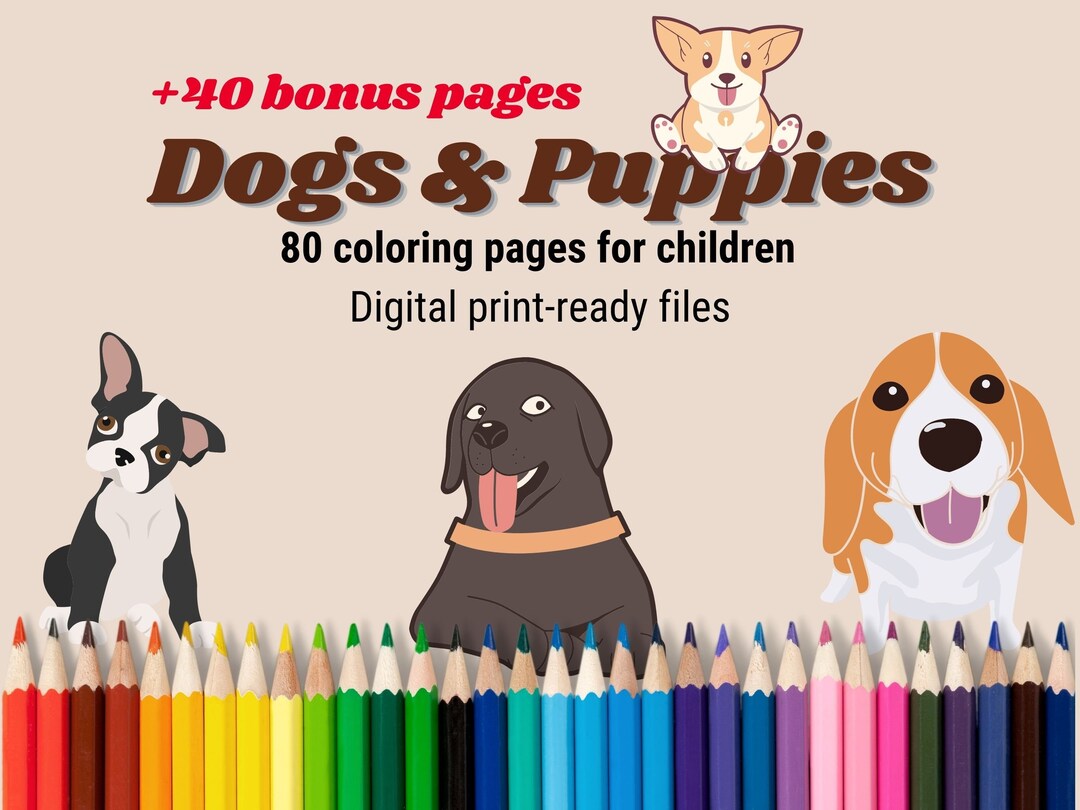 Coloring Pages for Children: Dogs & Puppies Coloring Book | Gift Ideas ...