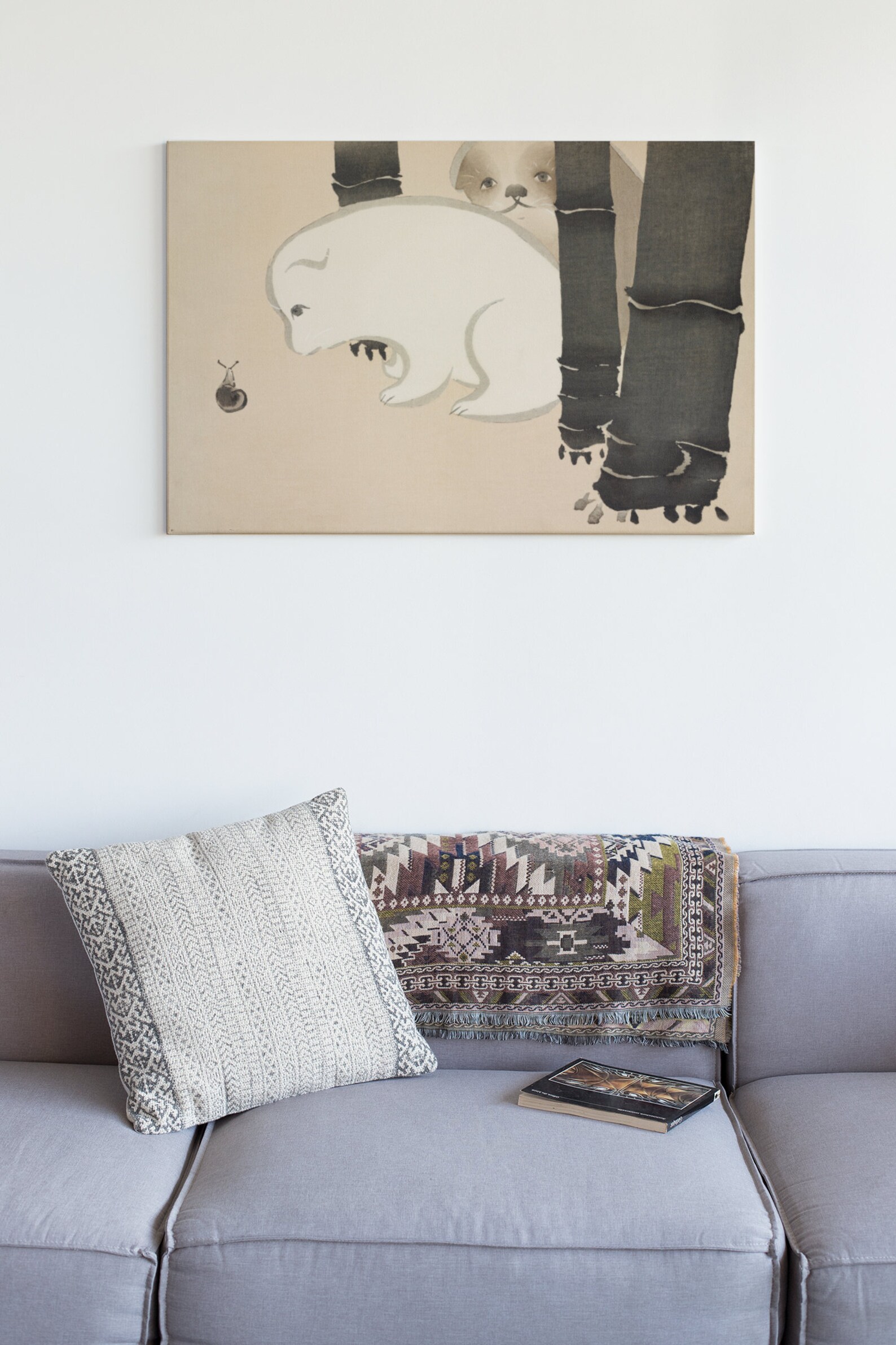Vintage Japanese Dog Art Print, Antique Dig Painting, Kamisaka Sekka ...
