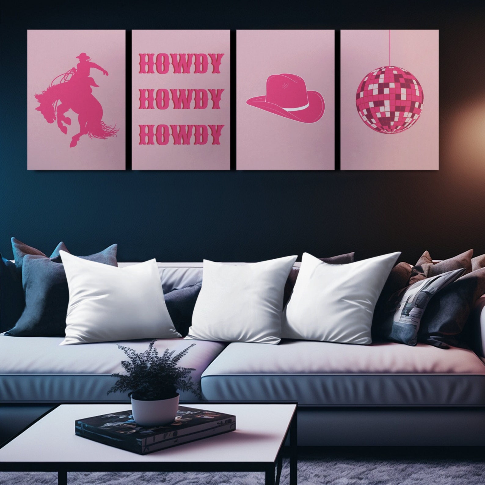 WESTER ART PINK Wall Collage Set, Set of 6 Trendy Art Print Bundle ...