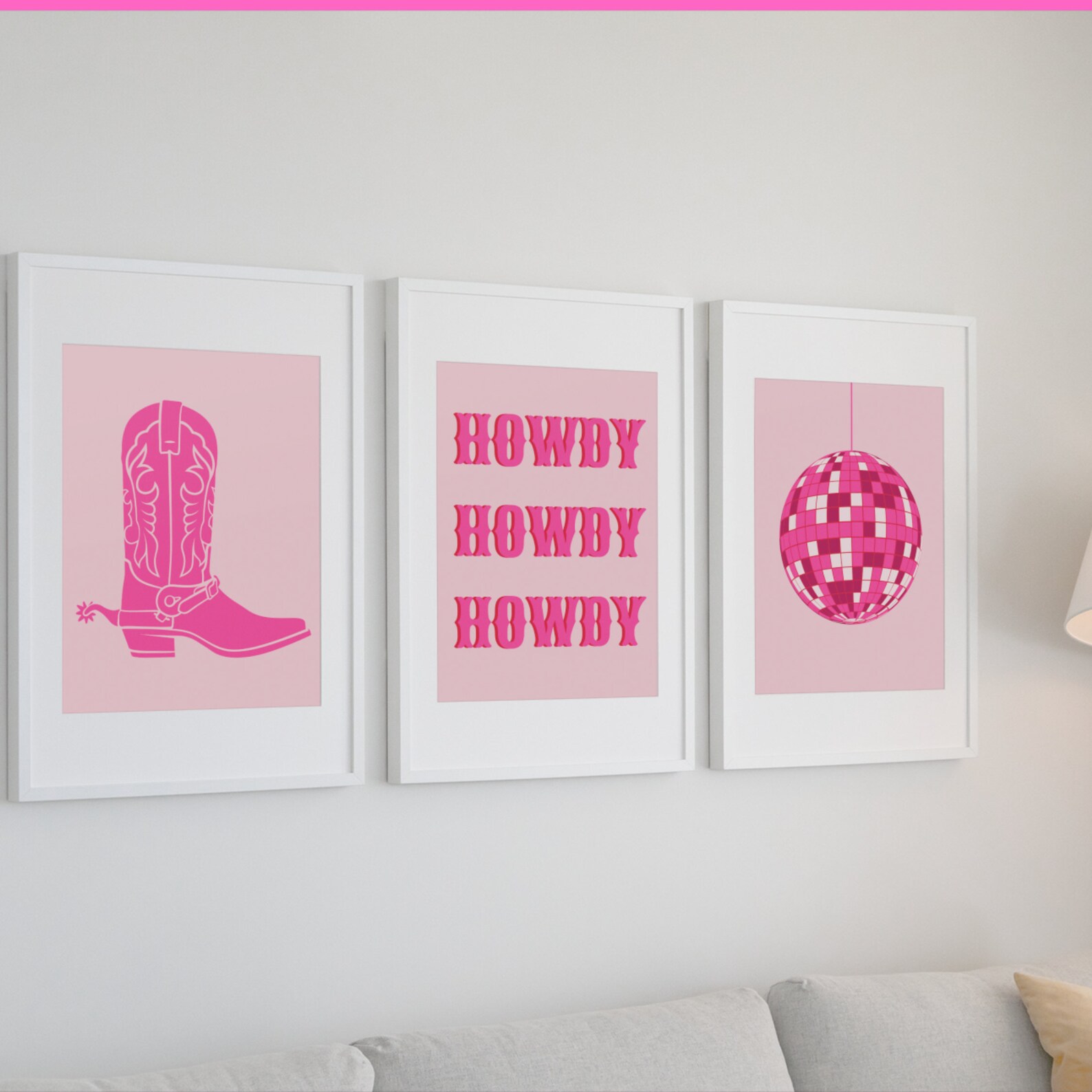 WESTER ART PINK Wall Collage Set, Set of 6 Trendy Art Print Bundle ...