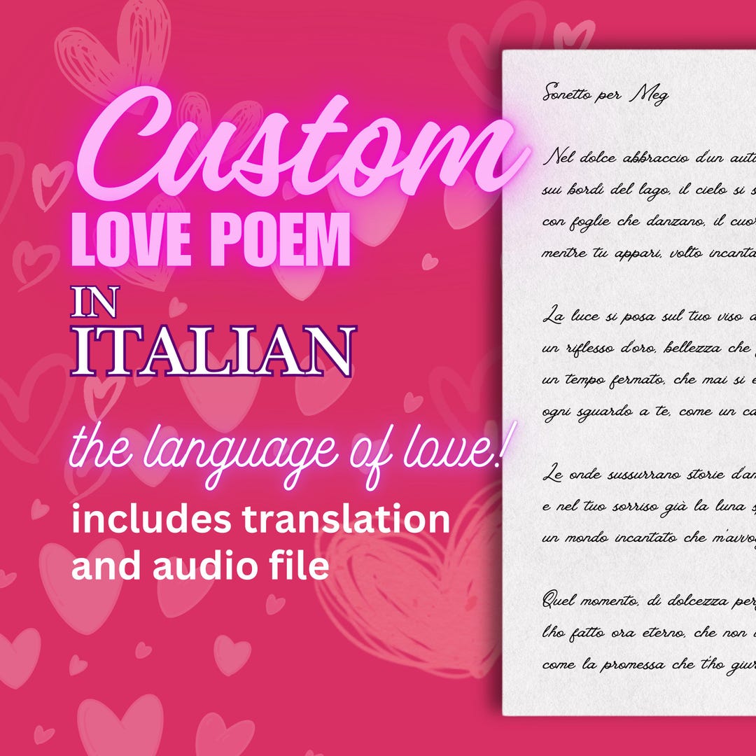 Personalized Love Poem in Italian – Custom Engagement Gift, Wedding ...