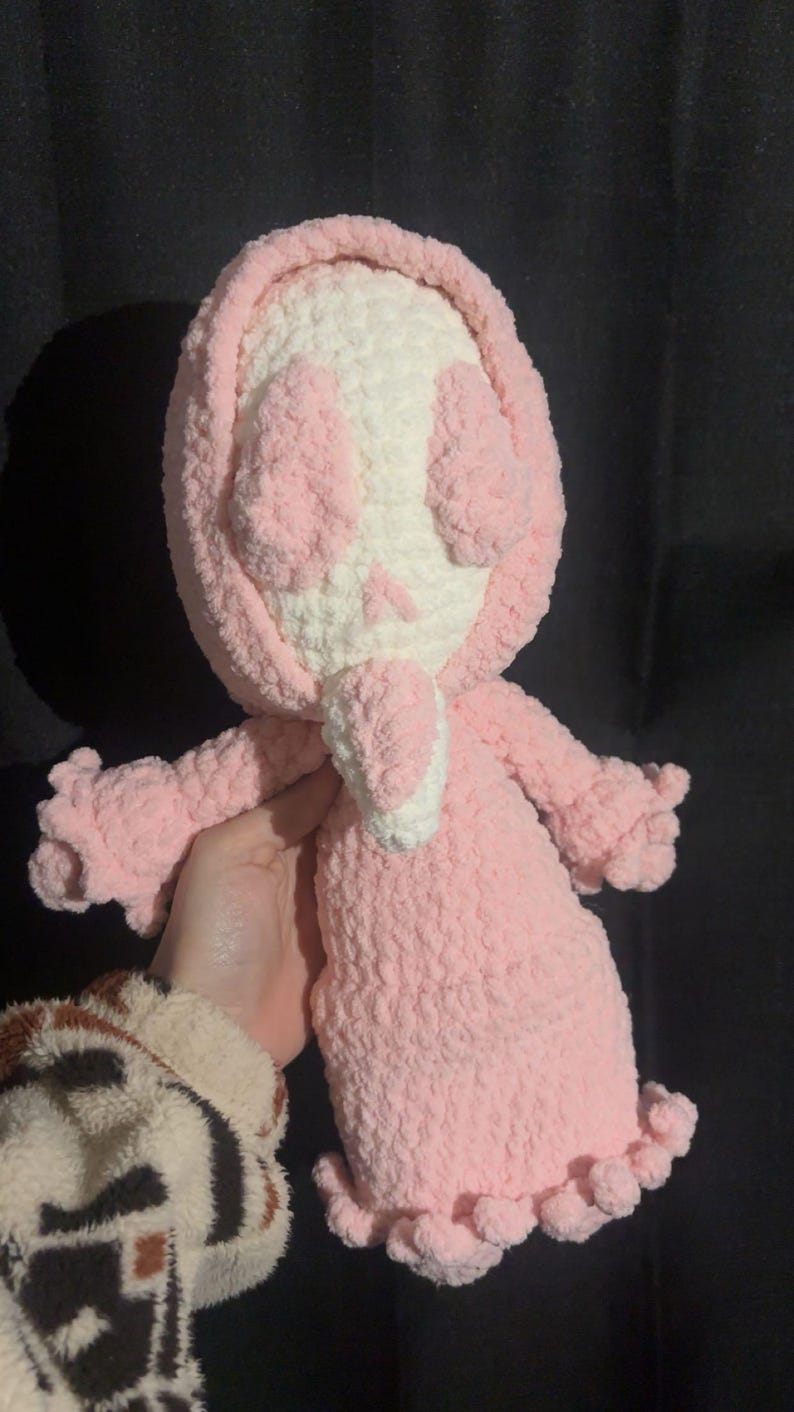 Pink Ghost Face Horror Crochet Plush | Handmade Scary Movie Doll ...