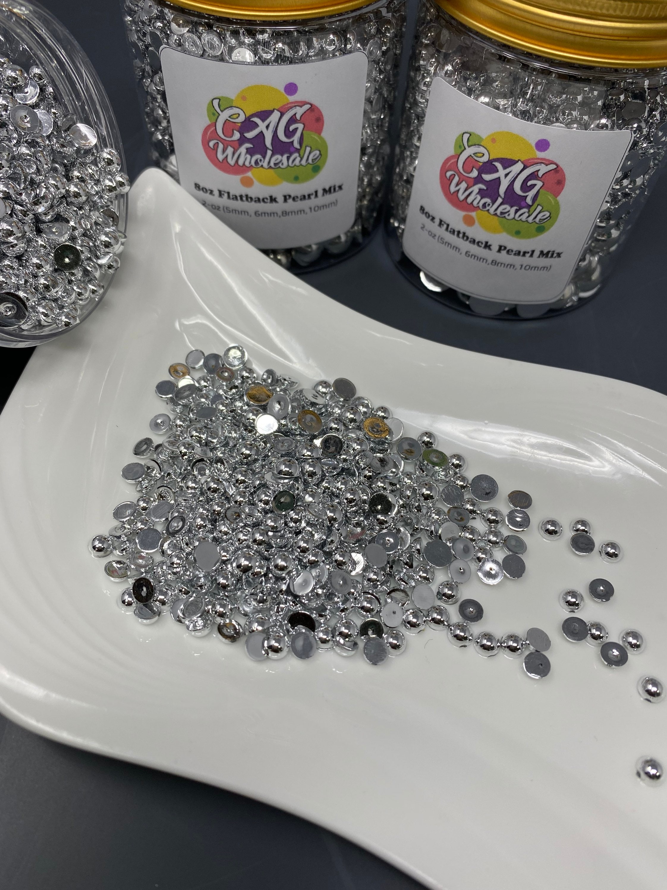 Exclusive Mix: 8oz Silver Half Round Pearl Kit, 5,000+, 2oz Each Size ...