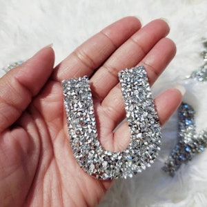 New 2.28"hotfix Rhinestone Letters, SILVER (1 Pc),choose Your Letter ...