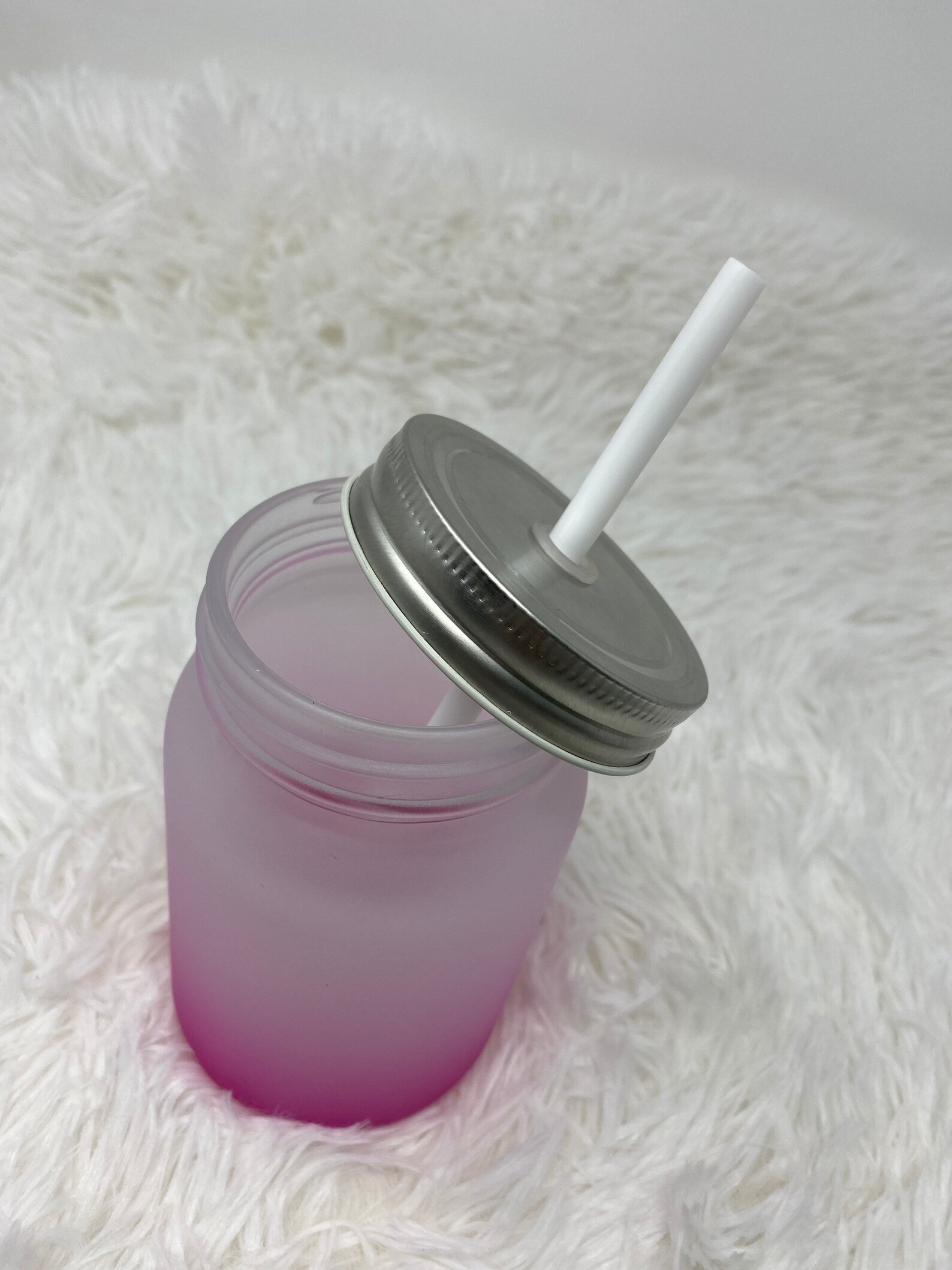 Exclusive 15 Oz Hot Pink” Frosted Mason Jar W/ Straw/lid , for ...