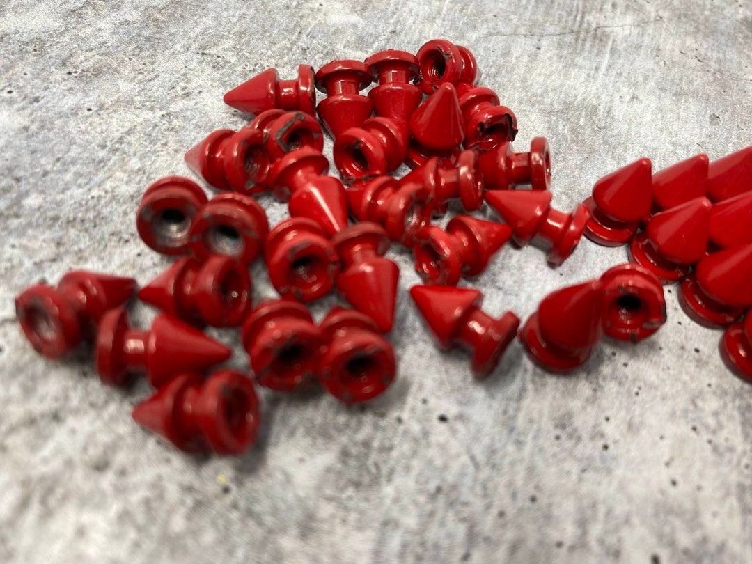 New,"red" Spikes, 12mm, 100-pcs, spikes W/screws, Small Cone Spikes ...