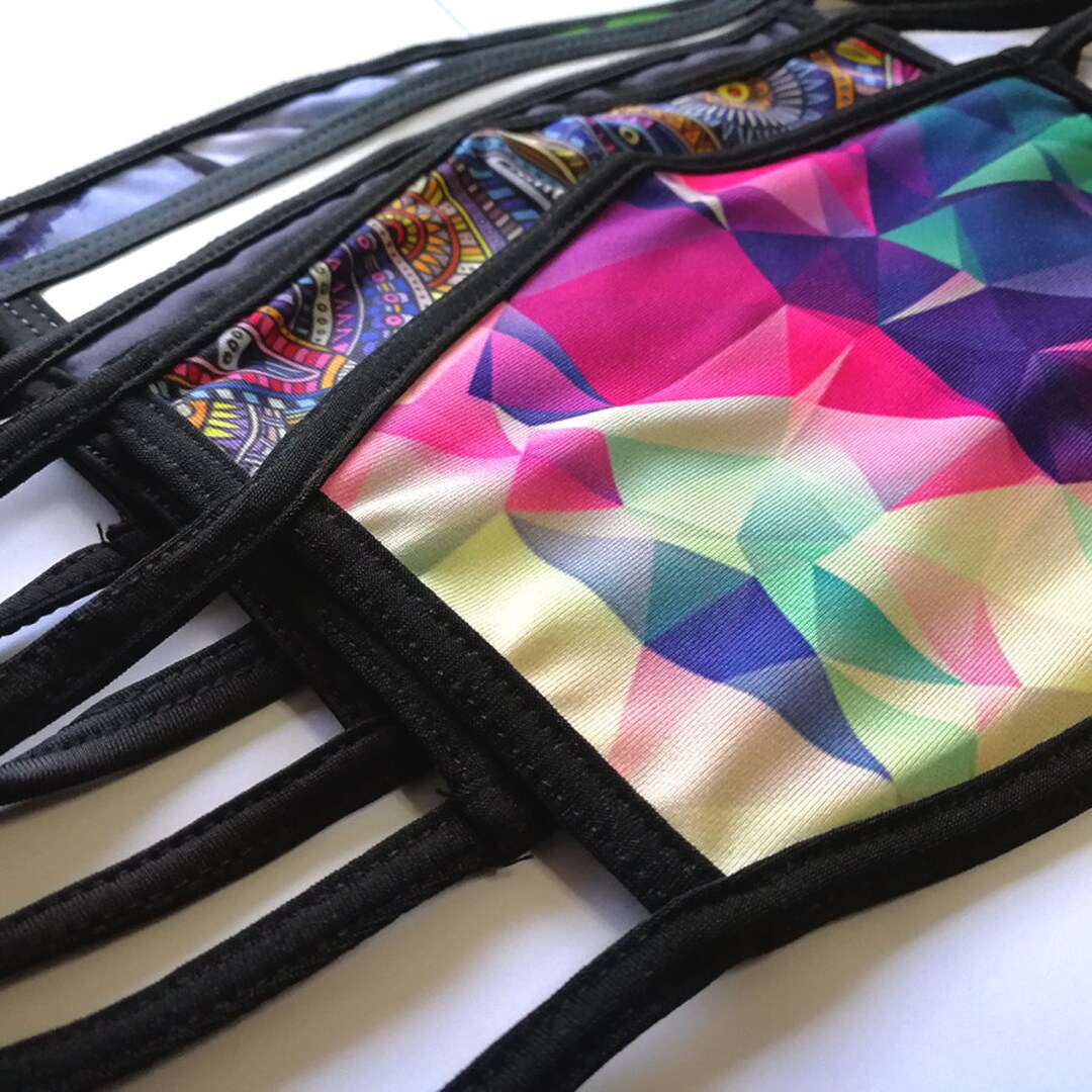 Sublimation Blank, Black Trimmed Adult Face Mask, Customizable Face ...