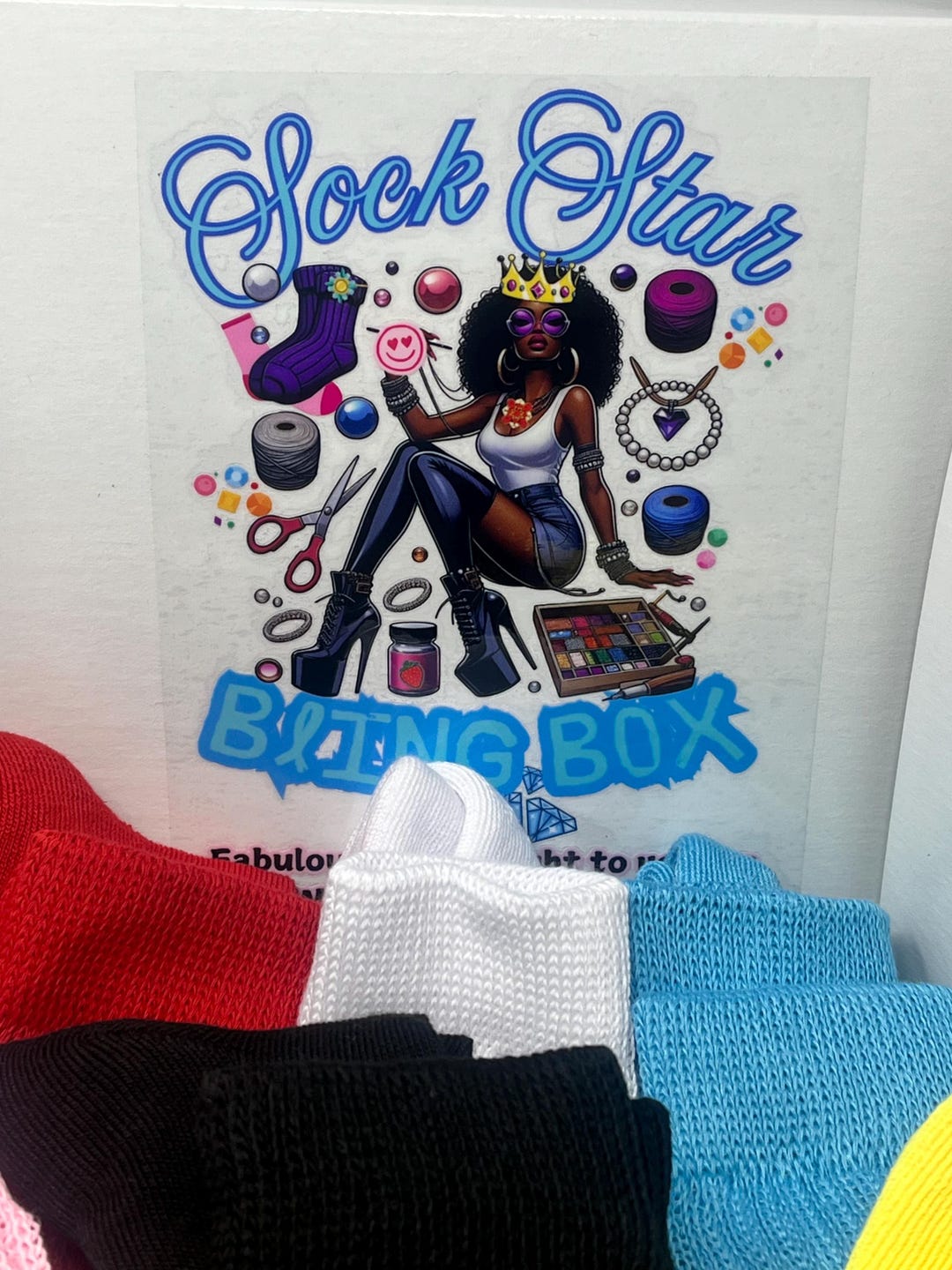 DIY Sock Star Bling Box, Sock Kit With Rhinestones, Patches, Pearls ...