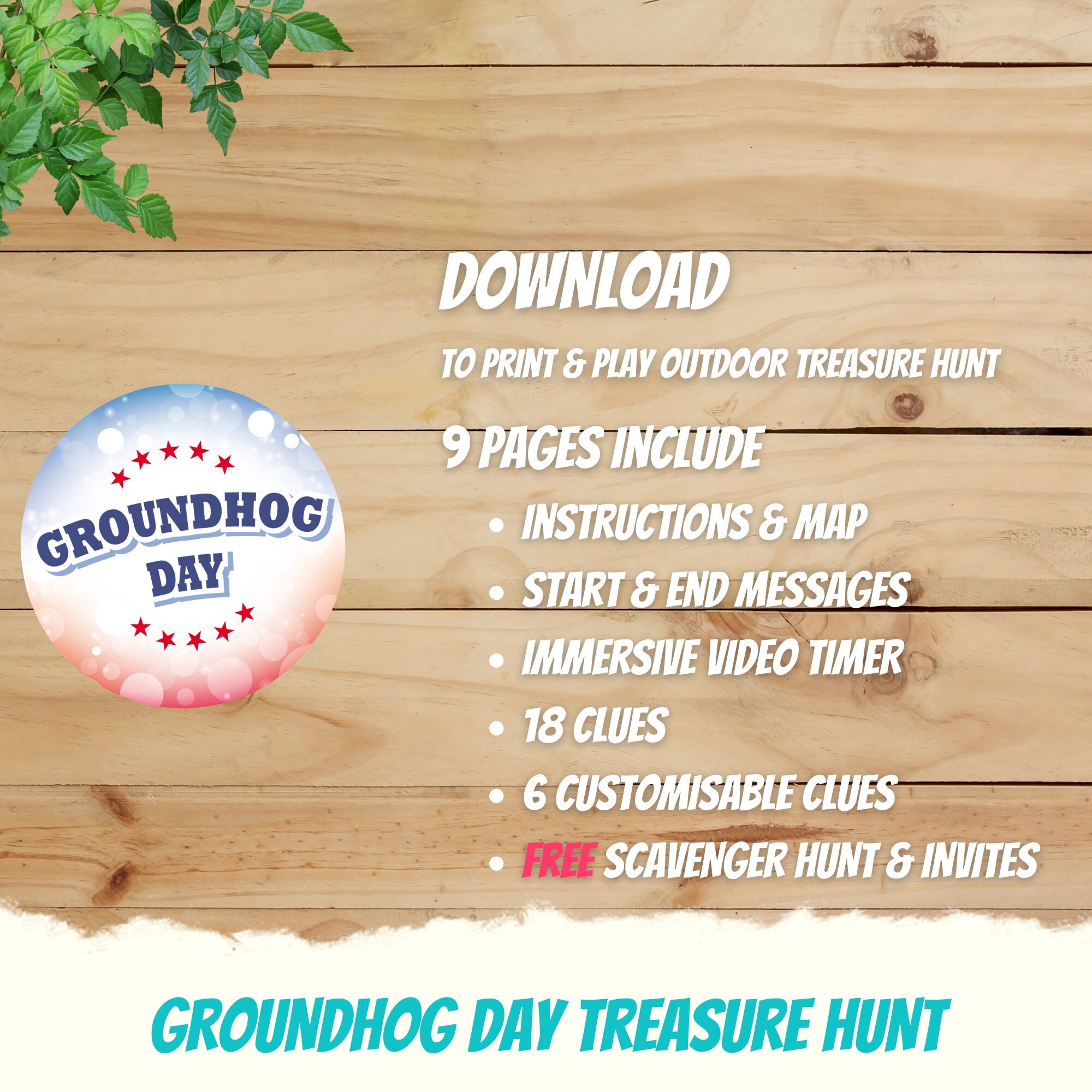 Groundhog Day Treasure Hunt Scavenger Hunt Family Printable Game & Kid ...