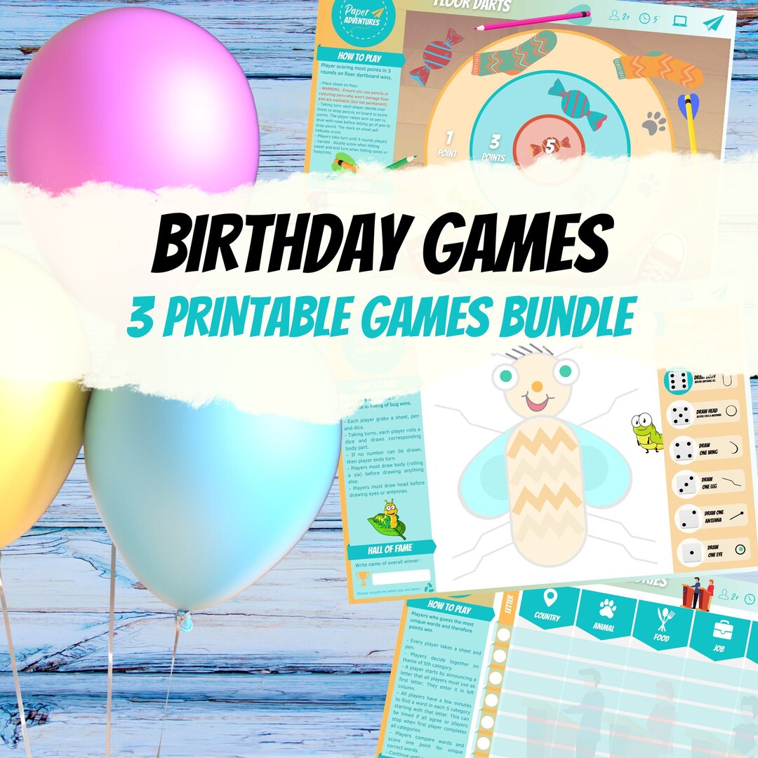 Printable Birthday Games Bundle | Family Printable Game & Kid Escape ...