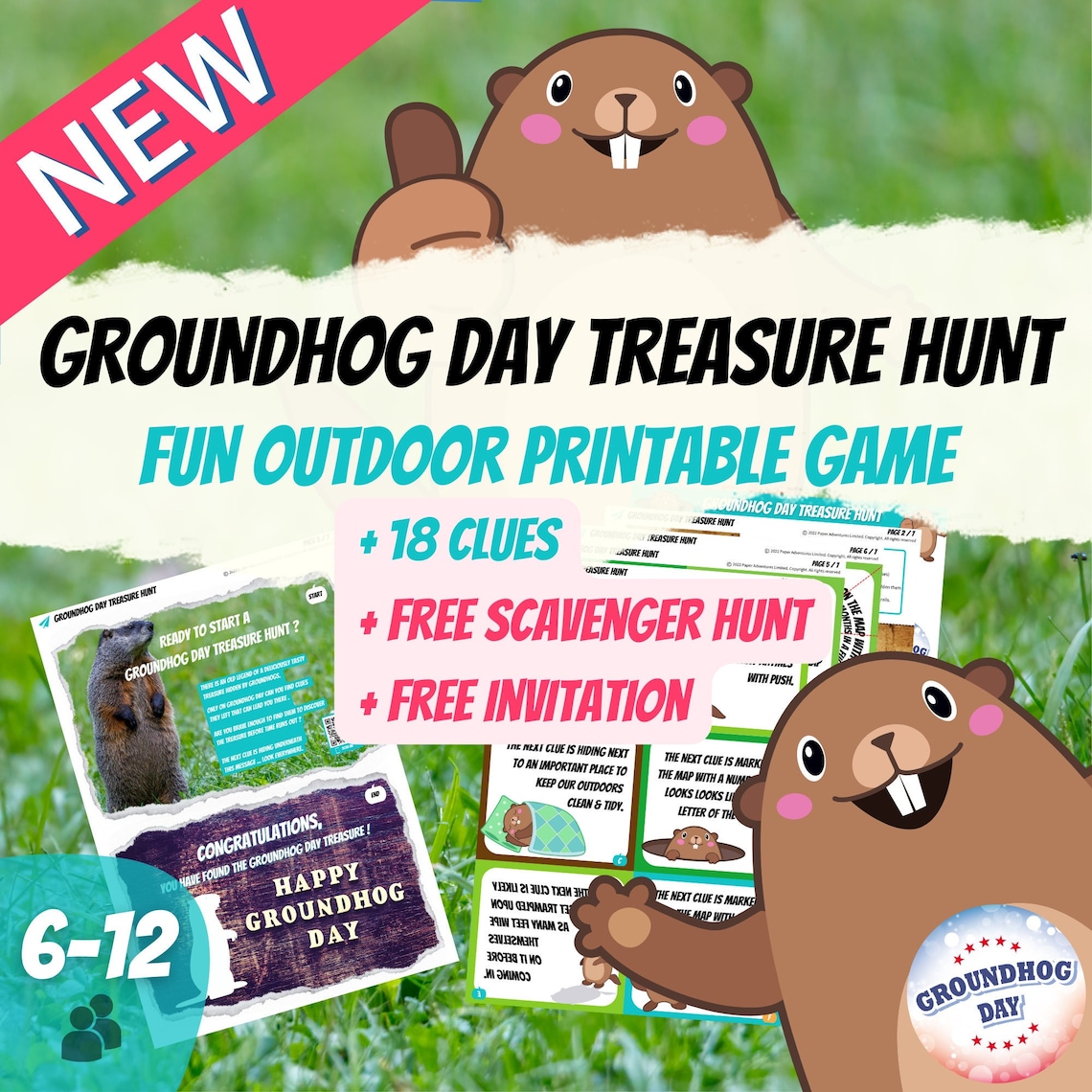 Groundhog Day Treasure Hunt: Printable Family Game (digital Download ...