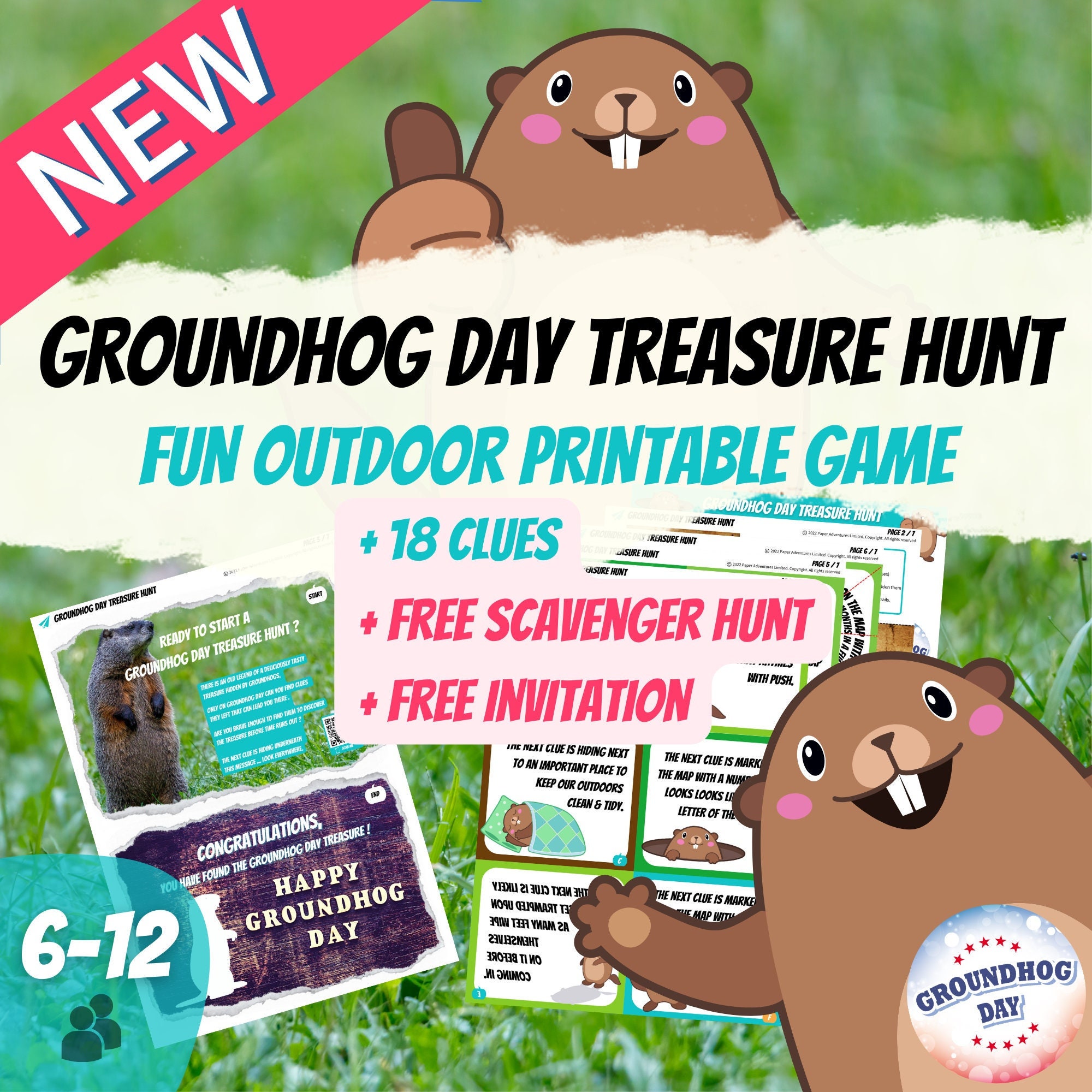 Groundhog Day Treasure Hunt Scavenger Hunt Family Printable Game & Kid ...