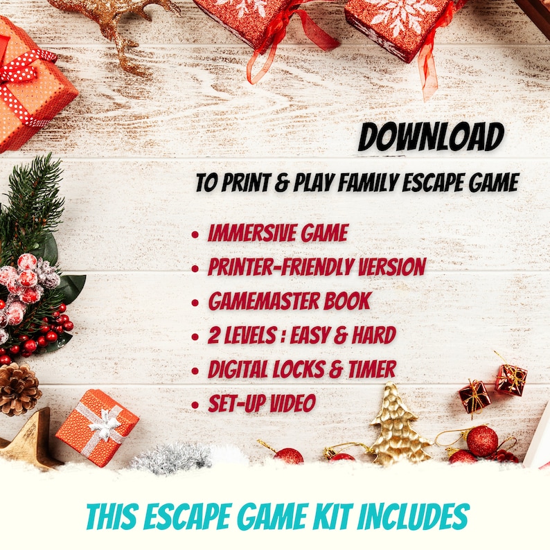 Christmas Escape Room Game DIY Printable Kit Escape Game for - Etsy