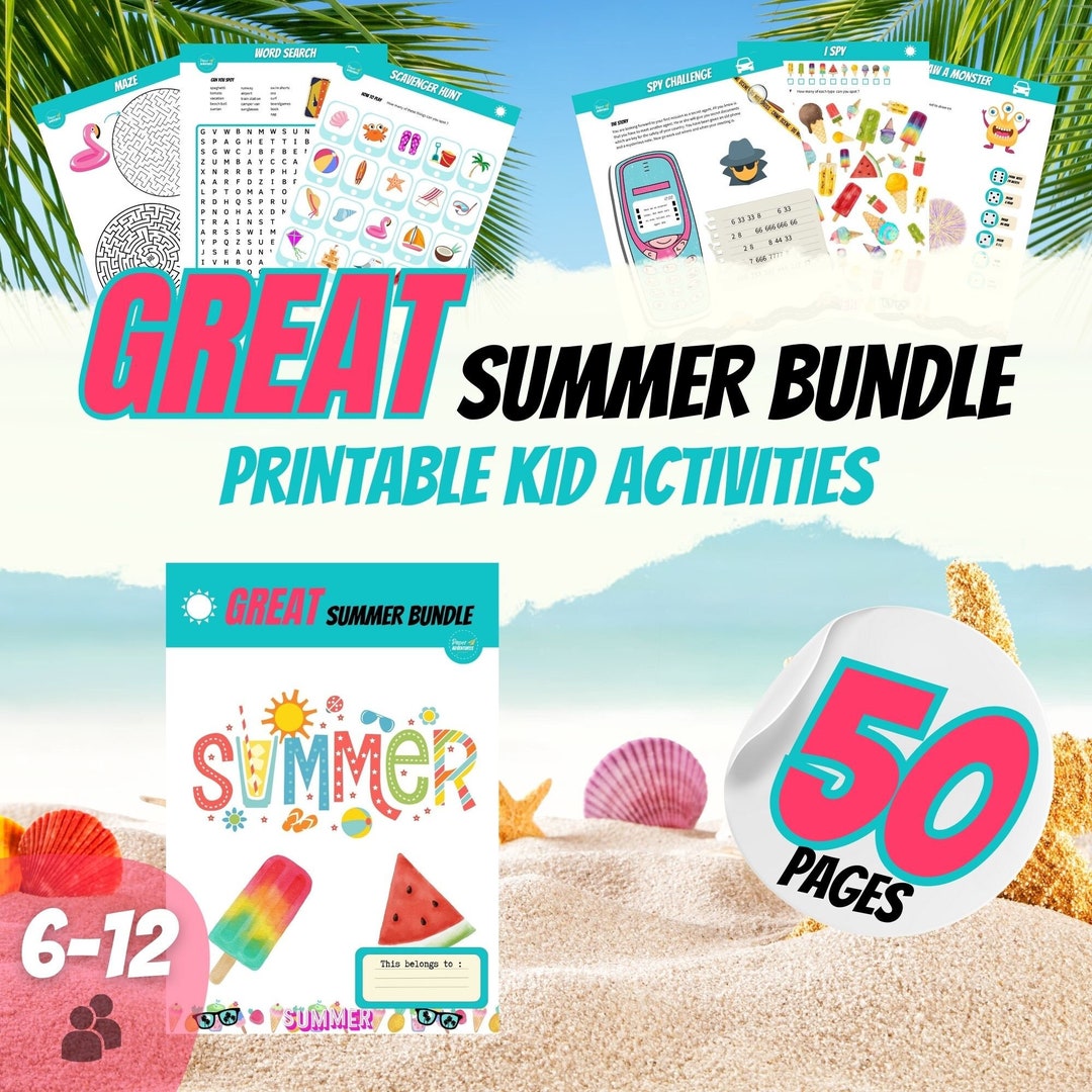 Summer Kid Games Printable for Vacation With Scavenger Hunt | Family ...
