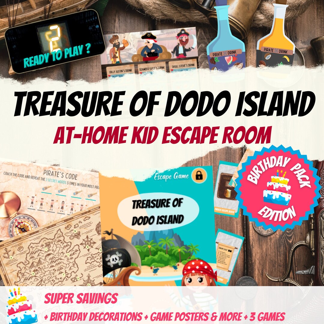Pirate Escape Room Birthday Pack Kids "treasure of Dodo Island ...