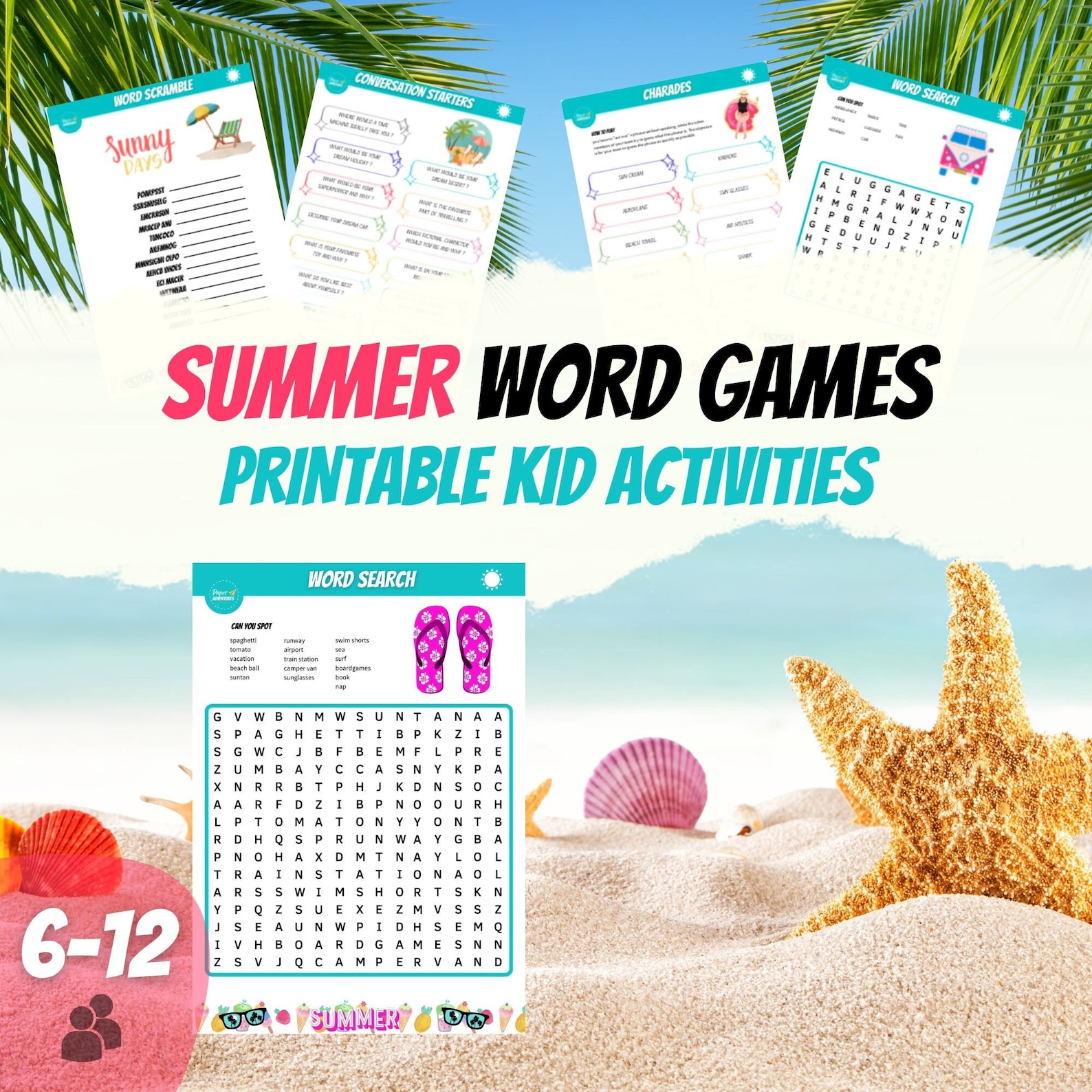 Summer Word Games: Kid's Vacation Activities (printable PDF) - Etsy