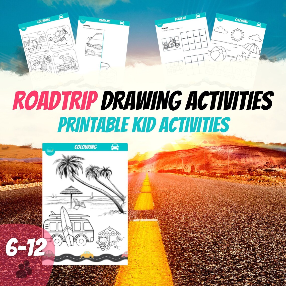 Road Trip Drawing & Coloring: Kids Vacation Activity (PDF) - Etsy