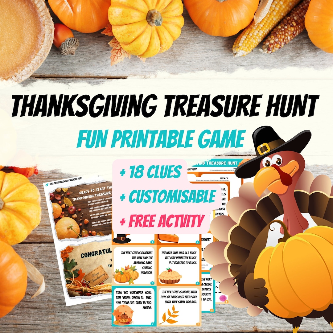 Thanks Giving Treasure Hunt Scavenger Hunt | Family Printable Game ...