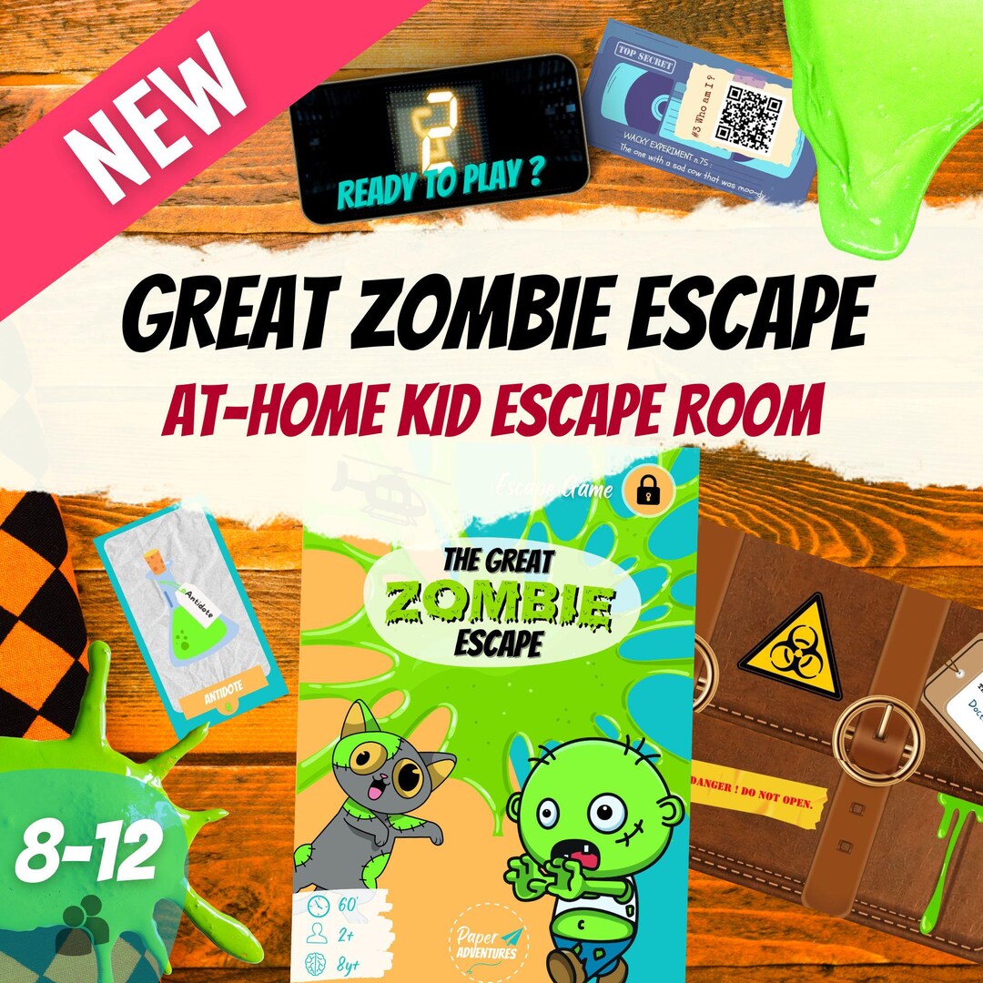 Halloween Zombie Escape Room Kit for Kids | Family Printable Game & Kid ...