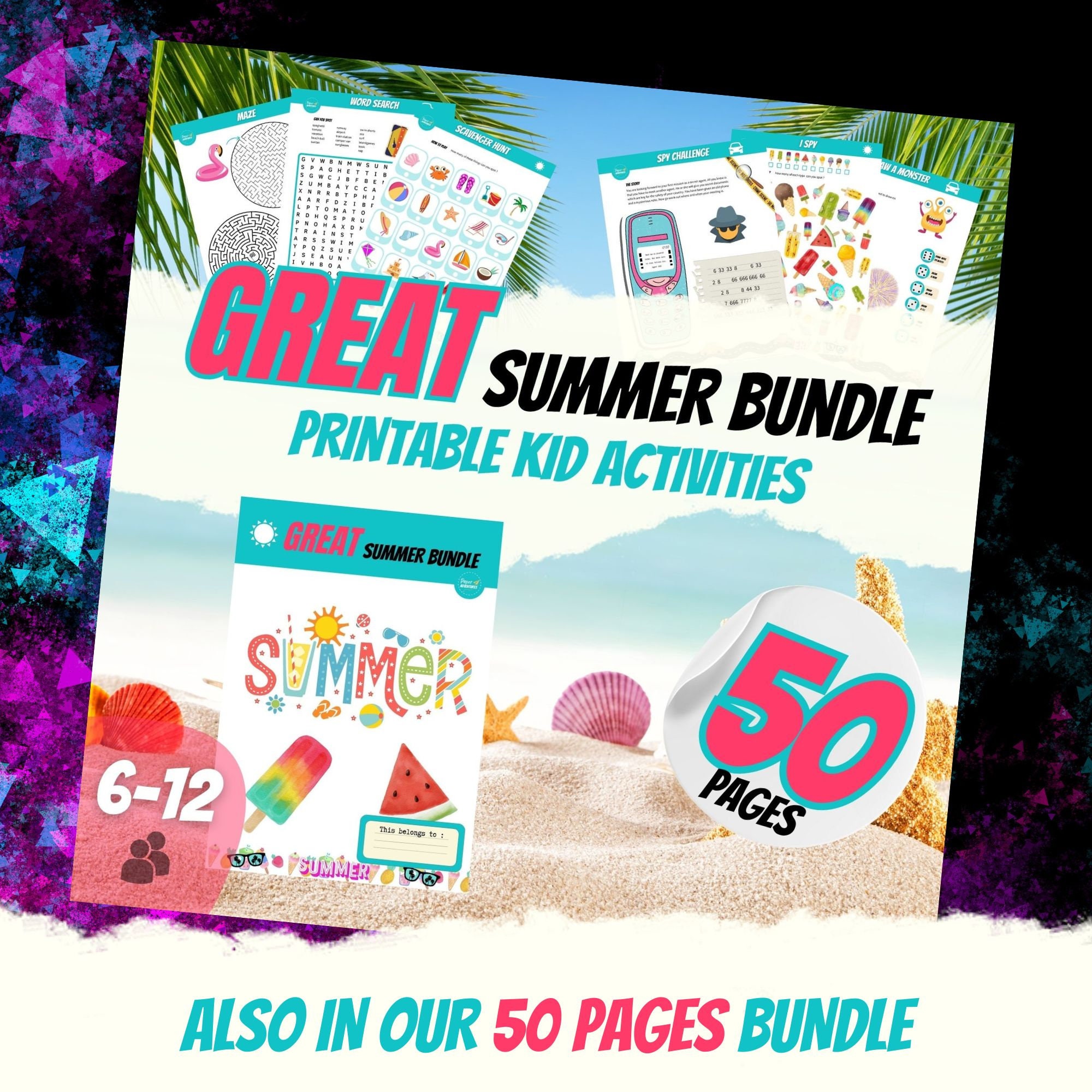 Summer Kid Pen and Paper Games Printable Vacation Family Activity ...