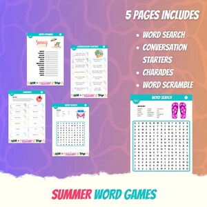 Summer Word Games: Kid's Vacation Activities (printable PDF) - Etsy
